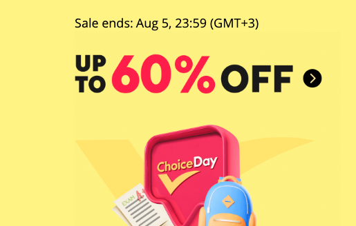 קופונים חדשים לתחילת חודש אוגוסט באליאקספרס AliExpress Choice Day - ג'ירפה
